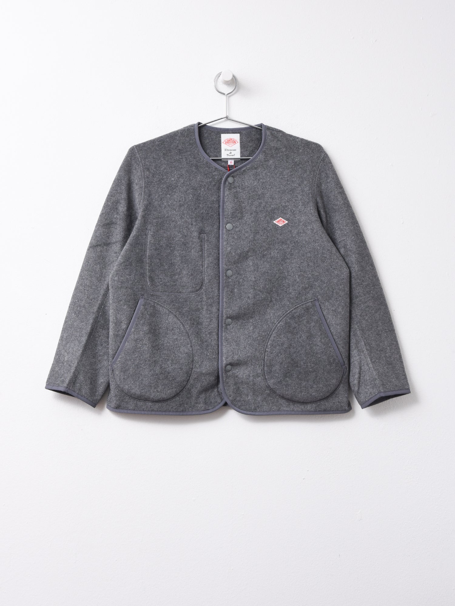 W_FLEECE COLLARLESS JACKET_DK.GREY – Blancsom