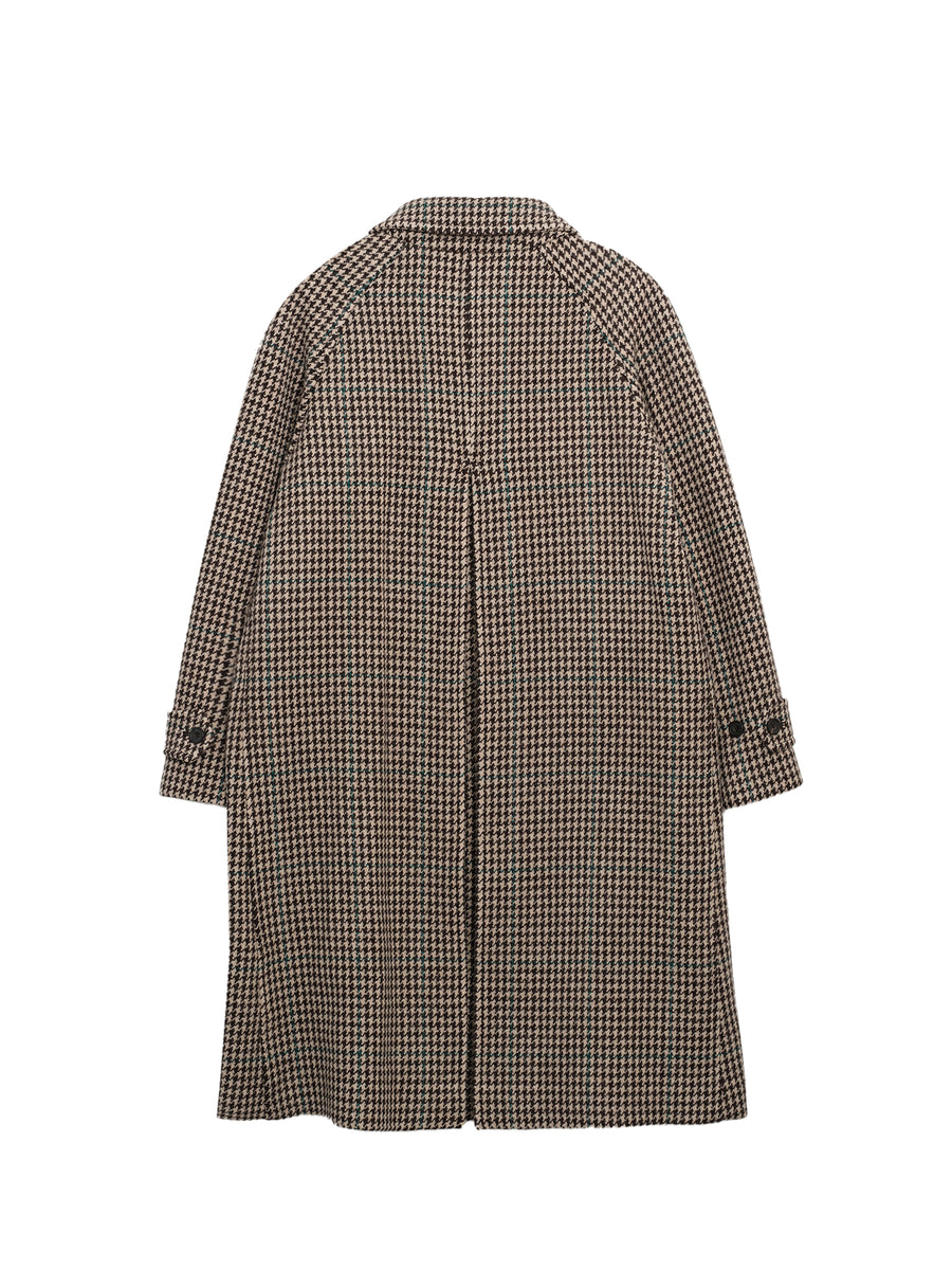 HOUNDSTOOTH RAGLAN OVERCOAT BLACK, ECRU – Blancsom