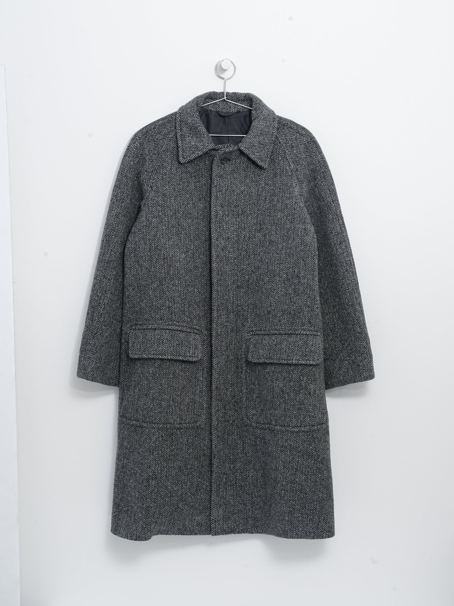 HERRINGBONE RAGLAN OVERCOAT GREY – Blancsom
