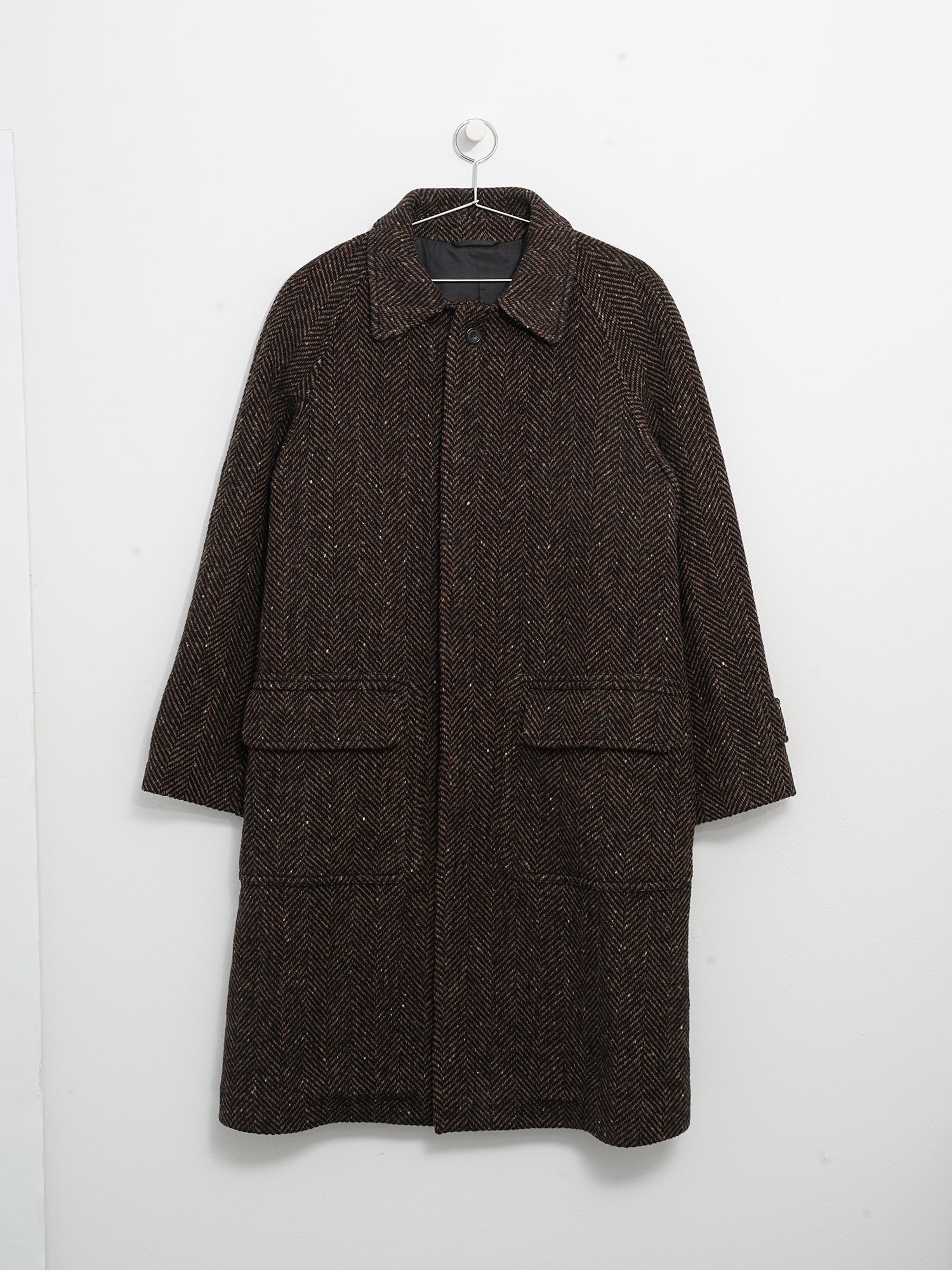HERRINGBONE RAGLAN OVERCOAT BROWN – Blancsom